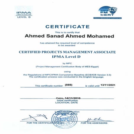 IPMA Certificate | PDF
