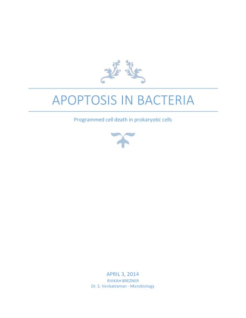 Brief Presentation About the Apoptosis (Programmed cell death) | PPT