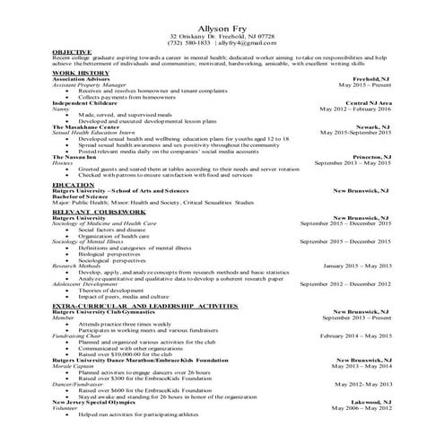 Allyson Fry Resume | DOCX