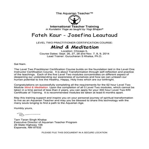Mind And Meditation Certificate | PDF