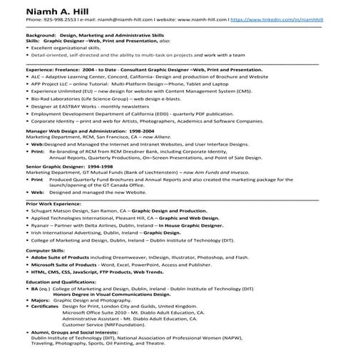 Niamh Hill - Graphic Design Resume - 2016