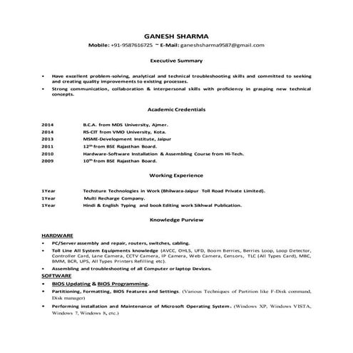 CV Ganesh Sharma | DOCX