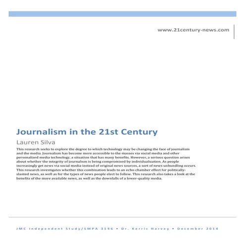 Journalism in the 21st Century_LBSilva_FINAL | PDF