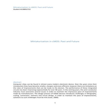 Miniturization of CMOS devices | PDF