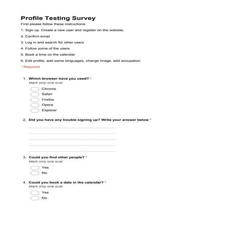 Profile Testing Survey - Google Forms | PDF
