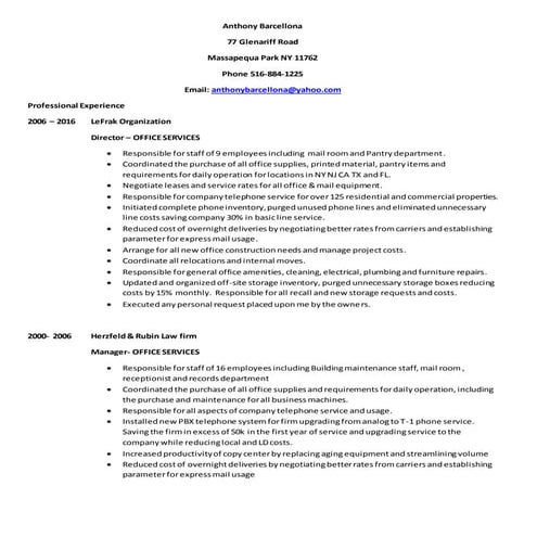 Anthony barcellona resume | DOCX