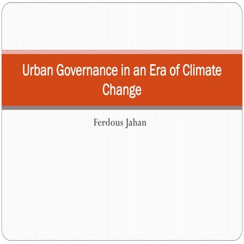 Urban Governance in an Era of Climate Change | PDF