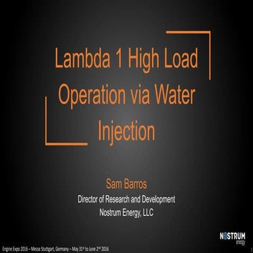 Lambda 1 High Load Operation via Water Injection | PPT
