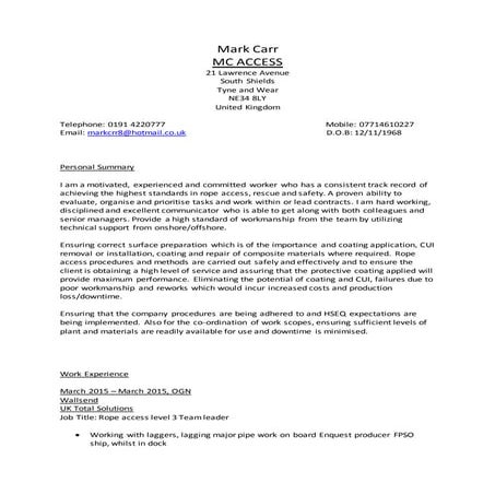 Mark Carr CV New | DOCX