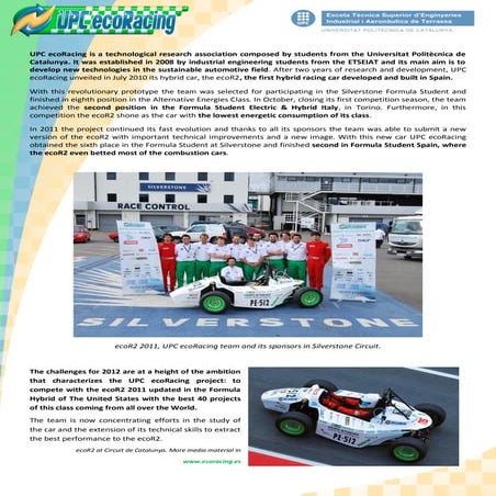 Brochure UPC ecoRacing | PDF
