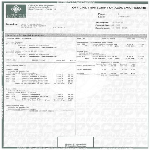USF Transcript, Credential, and Reference | PDF