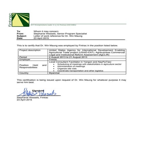 Fintrac - Employment Reference | PDF