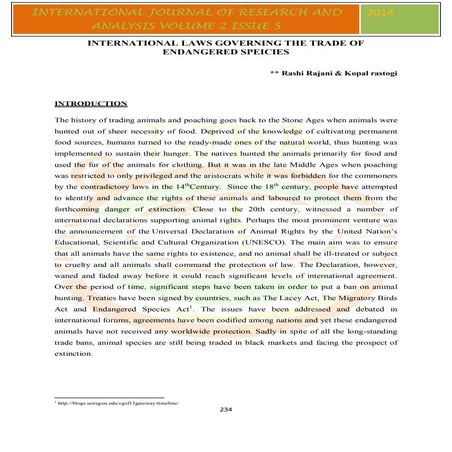 Illegal Trade of endangered species | PDF