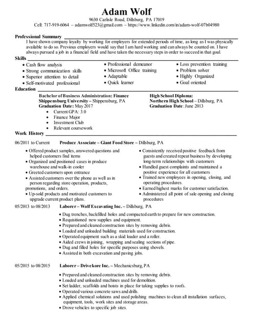 Braden Holbrook Resume | DOCX | Logistics | Business