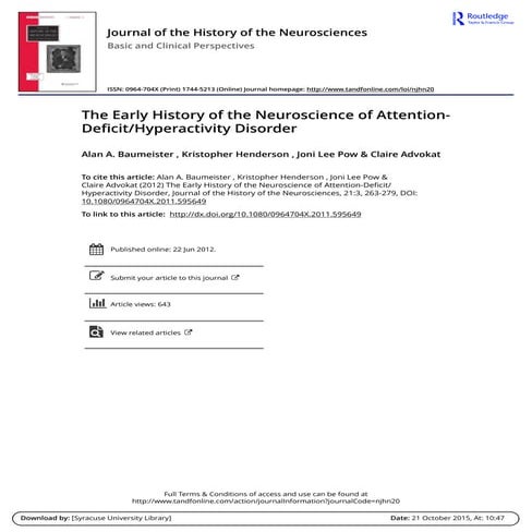 Early History of ADHD | PDF