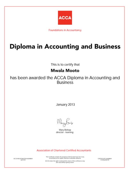 ACCA Diploma Certificate | PDF