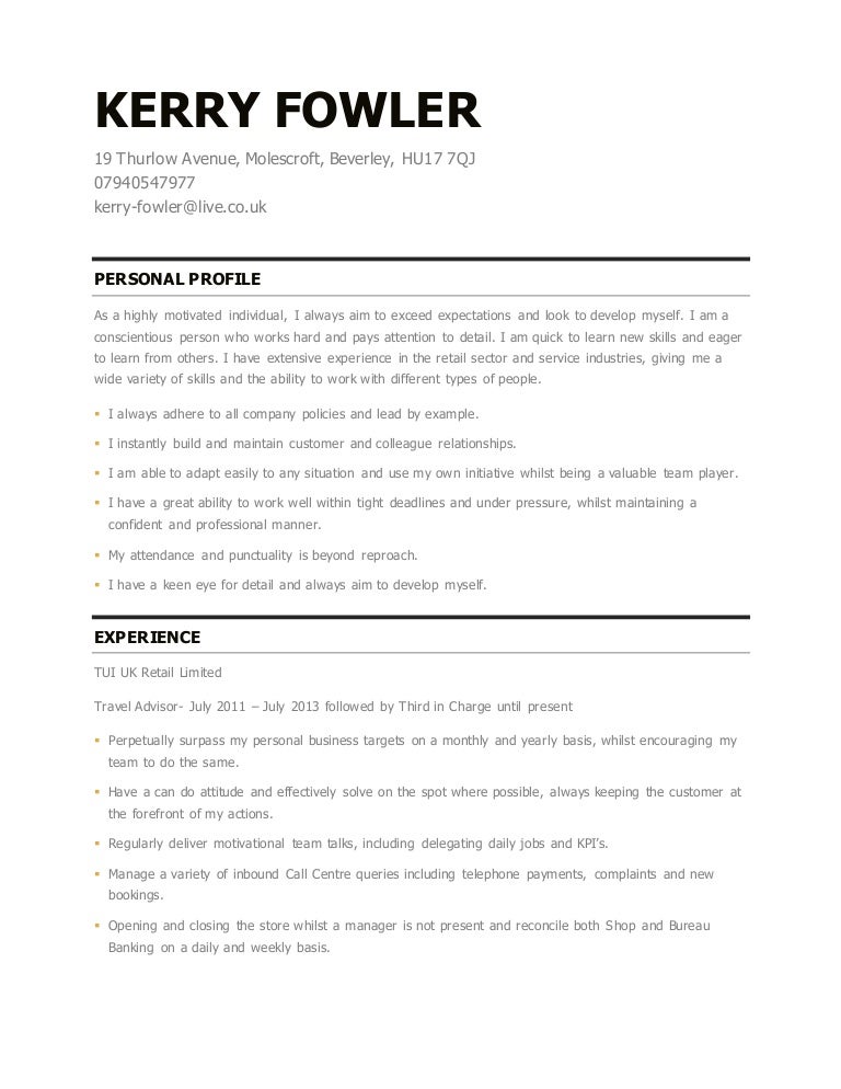Kerry Fowler CV