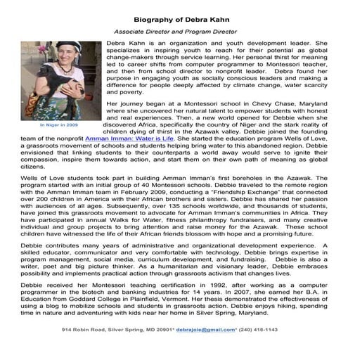 Biography of Debra Kahn v2 | PDF