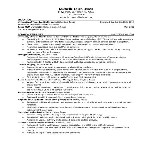 updated PA interview resume | DOCX