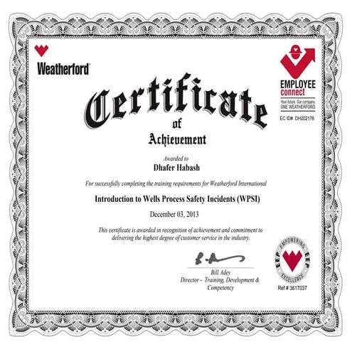 Introduction to Wells Process Safety Incidents (WPSI) Certificate | PPT