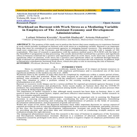 Workload on Burnout with Work Stress as a Mediating Variable in ...