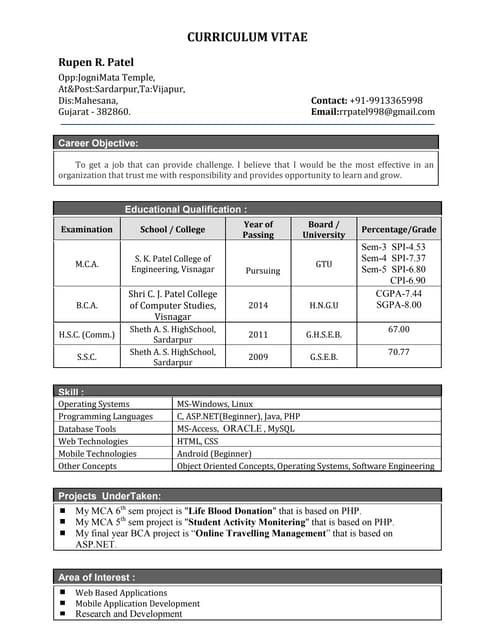 Ramniwas CV | DOCX | Programming Languages | Computing