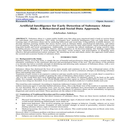 Artificial Intelligence for Early Detection of Substance Abuse Risk: A ...