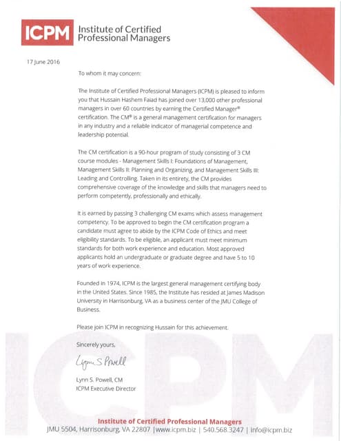 ICPM - Certificate and Code of Ethics | PDF