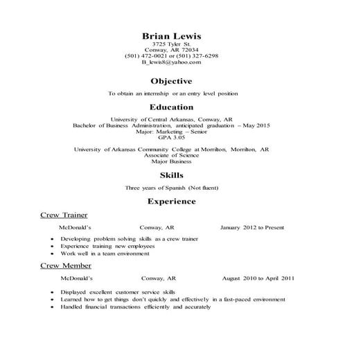 Brian Lewis revised resume | DOCX