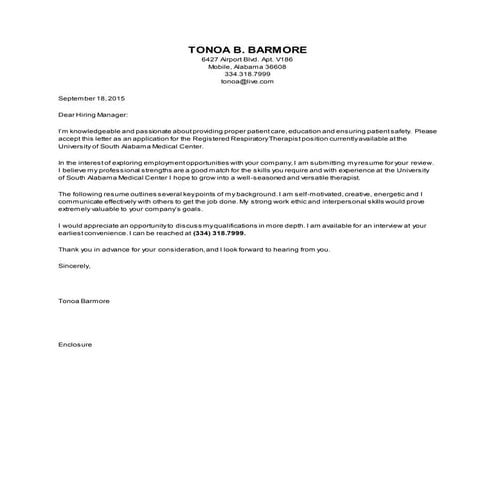 RRT Resume #1 | DOCX