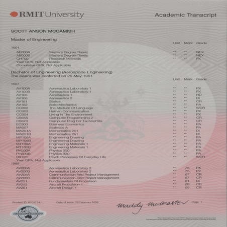 RMIT Transcript | PDF