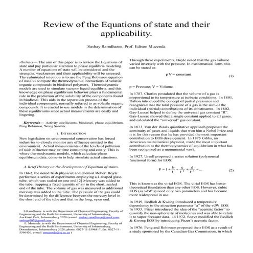 Review of Eqs of state | PDF