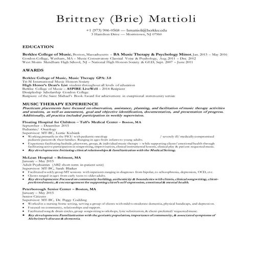Brie Mattioli MT Resume | DOCX