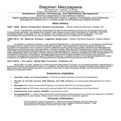 Steve Mezzapesa Resume-New | DOC