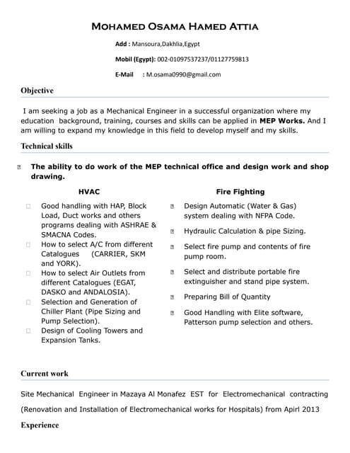 Walid Gamal CV | PDF | Civil Engineering Industry | Industries