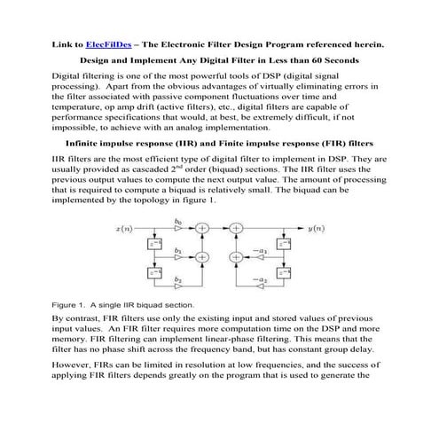 Design and Implement Any Digital Filters in Less than 60 Seconds | PDF