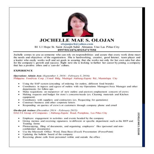 jolojanresume2016 | PDF