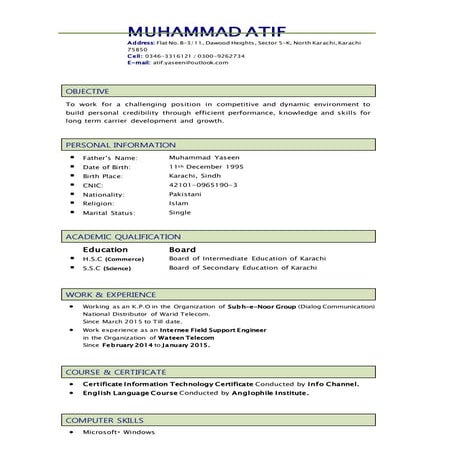 Muhammad Atif CV (1) | PDF