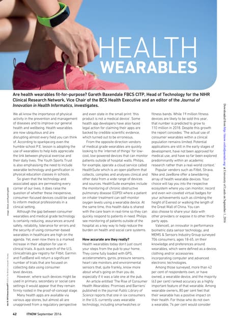 Wearable Technology for Healthcare professionals | PPTX
