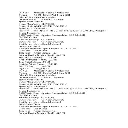OS NameMicrosoft Windows 7 Professional | PDF