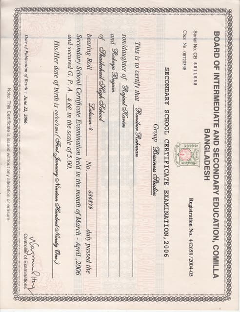 HSC Certificate | PDF