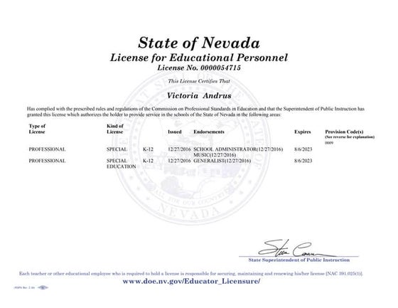 Egnew Teaching Certificate | PDF