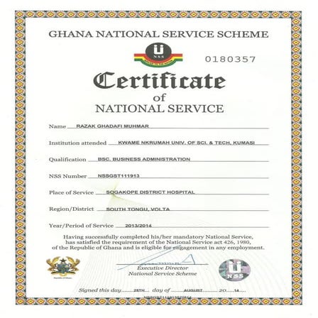 National Service Certificate | PDF
