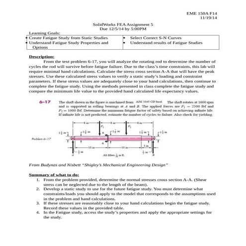SolidWorks FEA Assignment Example | PDF