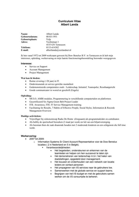 CV Anko Wolf Dutch 2016-06 | PDF | Computing | Technology & Computing