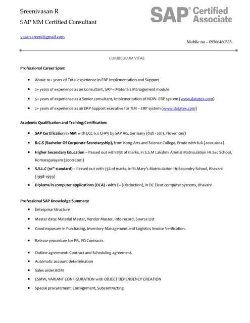 Resume - SAP MM | DOCX