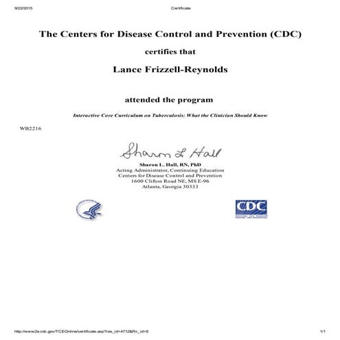 CDC TB Certificate | PDF