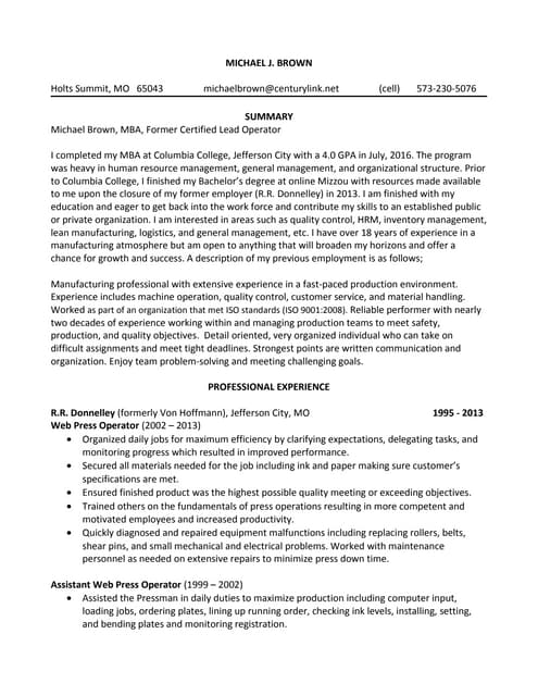 Resume Update 2016 (LA) | PDF