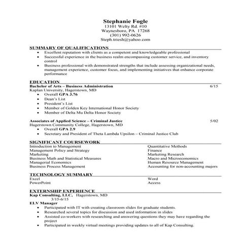 Business Resume 2015 | DOC