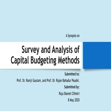 Survey and Analysis of Capital Budgeting Methods | PPTX | Business ...